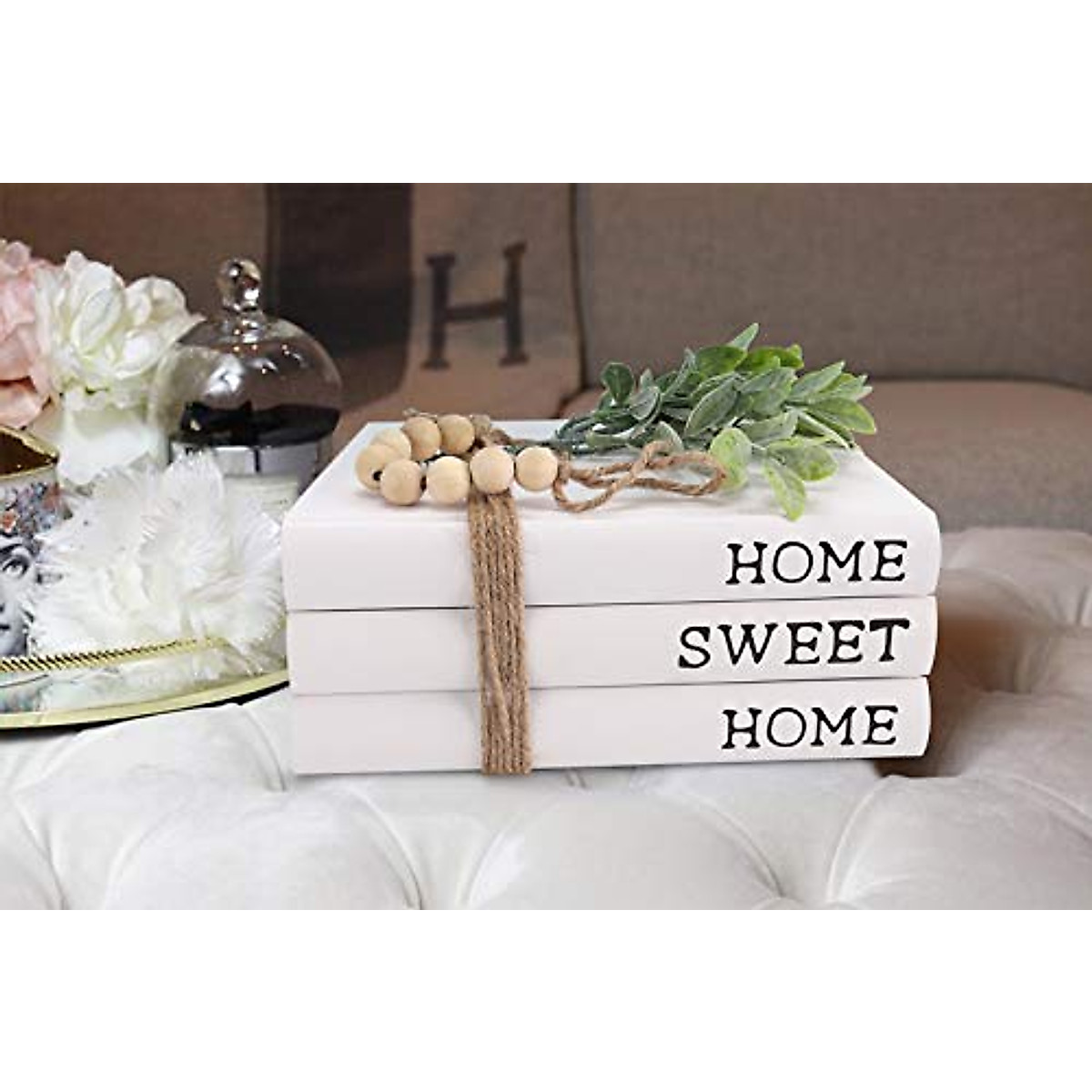 Decorative White Books,Farmhouse Stacked Books,Hardcover Books Decorative ,Home|Sweet|Home(Set of 3) Stacked Books for Decorating Coffee Tables and Shelves