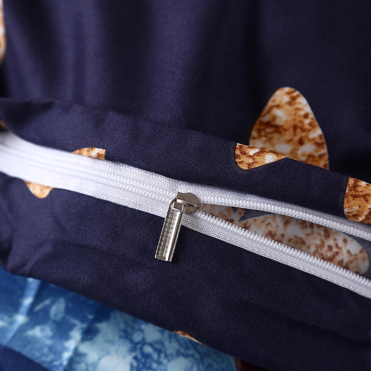 MAG 3pcs Butterfly Bedding Duvet Cover Set,Vintage Bedding Sets,Cute Duvet Cover Set for Toddler, Kids, Girls, Super Soft Microfiber (no Comforter) (Dark Blue, Twin)