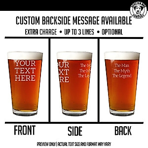 Personalized Etched Custom Message 16oz Pint Beer Glass, Your Text Here - Custom Text Engraved glasses, Customized Pint Glasses, Birthday gifts for Men Him