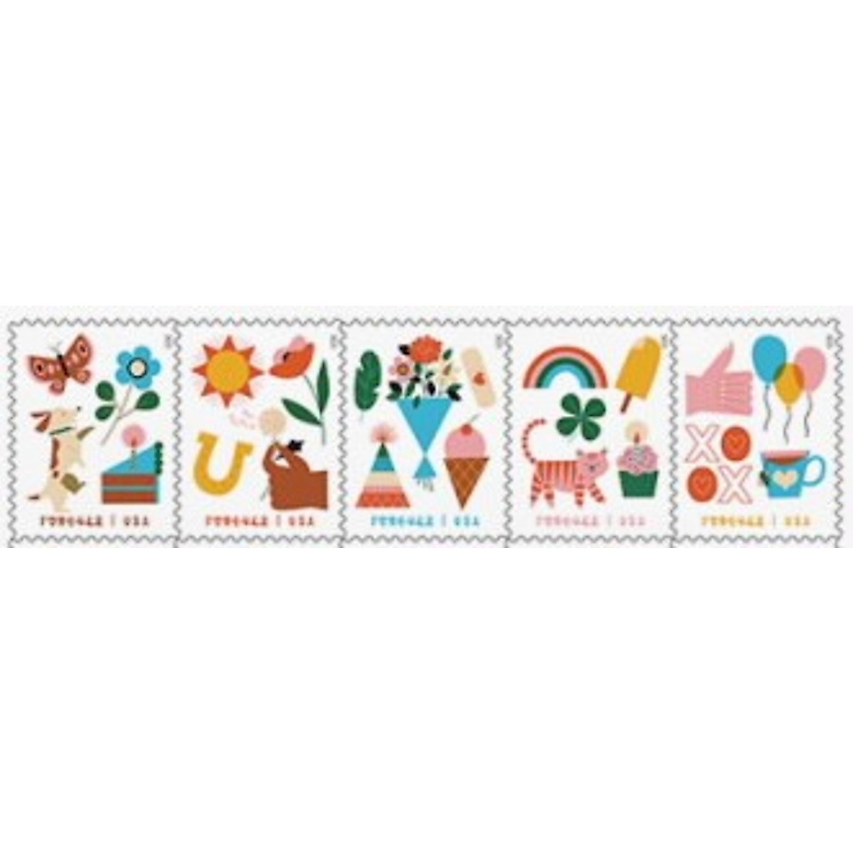 Thinking of You (Sheet of 20) Postage Forever Stamp US First Class Letter Card Flower Stickers Birthday Anniversary Wedding Celebrate 2023 Scott #5803-5807