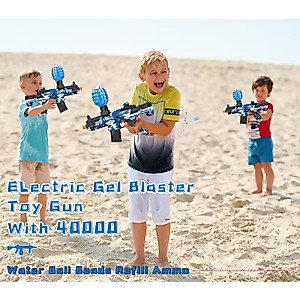 Electric Gel Ball Blaster, High Speed Automatic Splatter Ball Blaster with 40000+ and Goggles, JIFTOK Rechargeable Splatter Ball Toys for Outdoor Activities Shooting Game Party Favors-Blue
