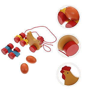 Pull- Along Wooden Chicken Pull Toddler Toy Push- Along Walking Toy for Beginner Walkers Helps Fine Sports Skills for Easy Push and Pull Action Classic Developmental Pull Toy