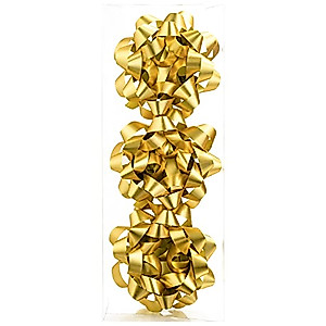 MAYPLUSS 6" Gift Bow Assortment, 3 Bows, Matte Gold, Perfect for Birthday, Christmas, Holiday, Party Favors Decorations