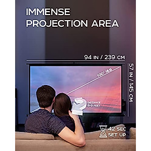 Projector Screen with Stand 100 inch - Indoor and Outdoor Projection Screen for Movie or Office Presentation - 16:9 HD Premium Wrinkle-Free Tripod Screen for Projector with Carry Bag and Tight Straps