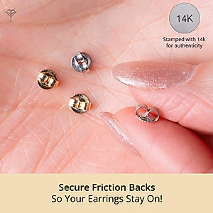 MAX + STONE Better Butterfly Push Backs for Stud Earrings for Women in 14k White Gold