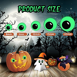 400 Pcs Wiggle Googly Eyes Self Adhesive Glow in The Dark Luminous Large Googly Eyes Plastic Glowing Eyes Sparkle for Craft DIY Decoration（8 10 12 15 20mm）
