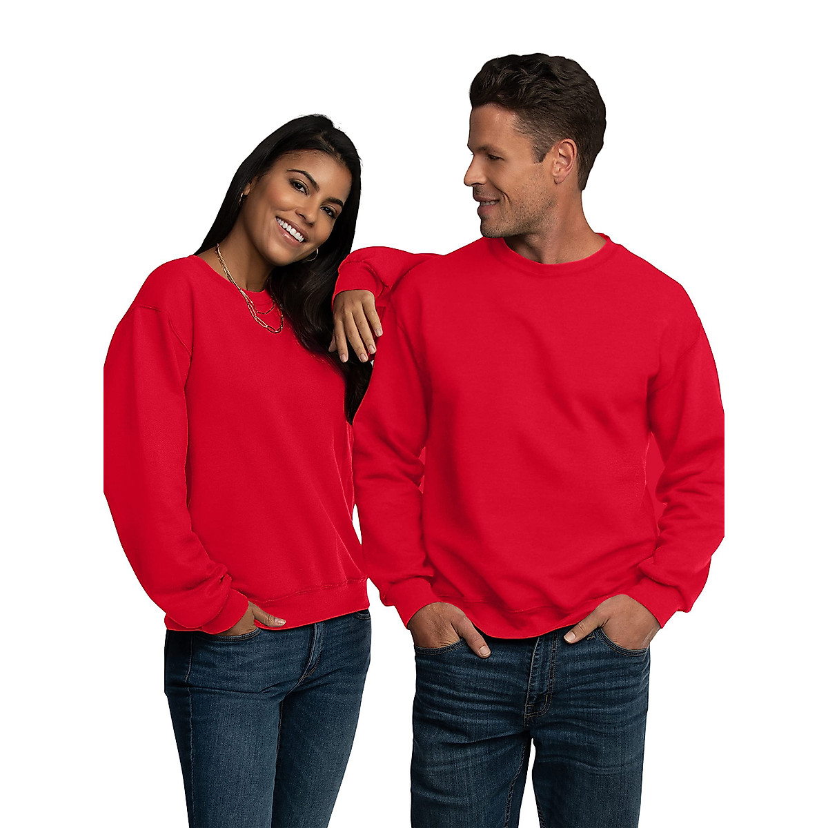 Fruit of the Loom Men's Moisture Wicking Eversoft Fleece Sweatshirt, Red, Medium