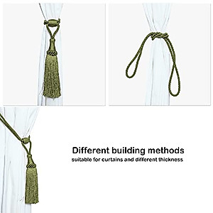 MALANOV 2 Pack Curtain Tiebacks Handmade Elegant Curtain Tie Backs Holdbacks with Tassel, Polyester Curtain Tieback for Home Office Hotel Decor - Green