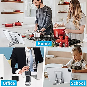 TITACUTE Cell Phone Stand for iPhone 14 Pro Max 13 12 11 XR Samsung A53 S22 S21 S20 Galaxy Z Flip 4 Pixel Aluminum Adjustable Cradle Holder Tablet Kickstand iPad Mini Air Desk Home Office, Silver