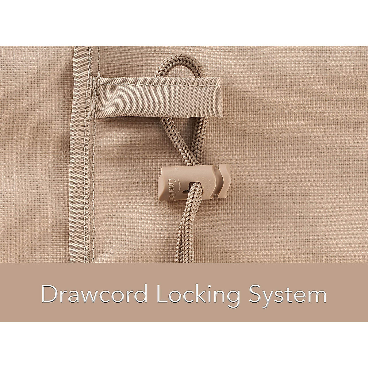 Covermates Deck Box Cover - Heavy-Duty Polyester, Weather Resistant, Drawcord Hem, Seating and Chair Covers, 24W x 24D x 18H, Ripstop Tan