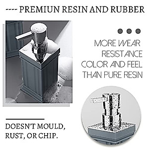 Bathroom Accessories Set 5 - Soap Dispenser, Toothbrush Holder, Bathroom Tumbler, Toilet Brush, Soap Dish, Housewarming Gift Set, New Apartment Essentials-Grey