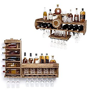 Homde Wine Rack Wall Mounted Wood + Airplane Wine Wall Bar