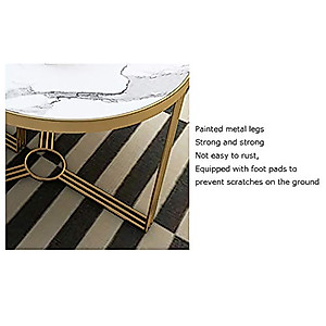 2 Piece Round Nested Coffee Table, Artificial Marble Tabletop Metal Frame Coffee Table for Living Room, Small Side Coffee Table