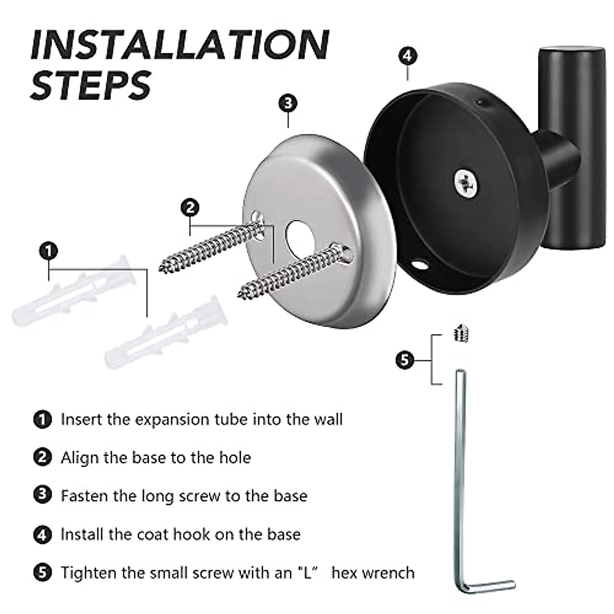 Lydia's Deal 4 Pack Towel Hooks for Bathrooms, Matte Black Stainless Steel Coat Robe Clothes Hook Modern Wall Hook Holder for Bathroom Kitchen Garage Hotel Wall Mounted