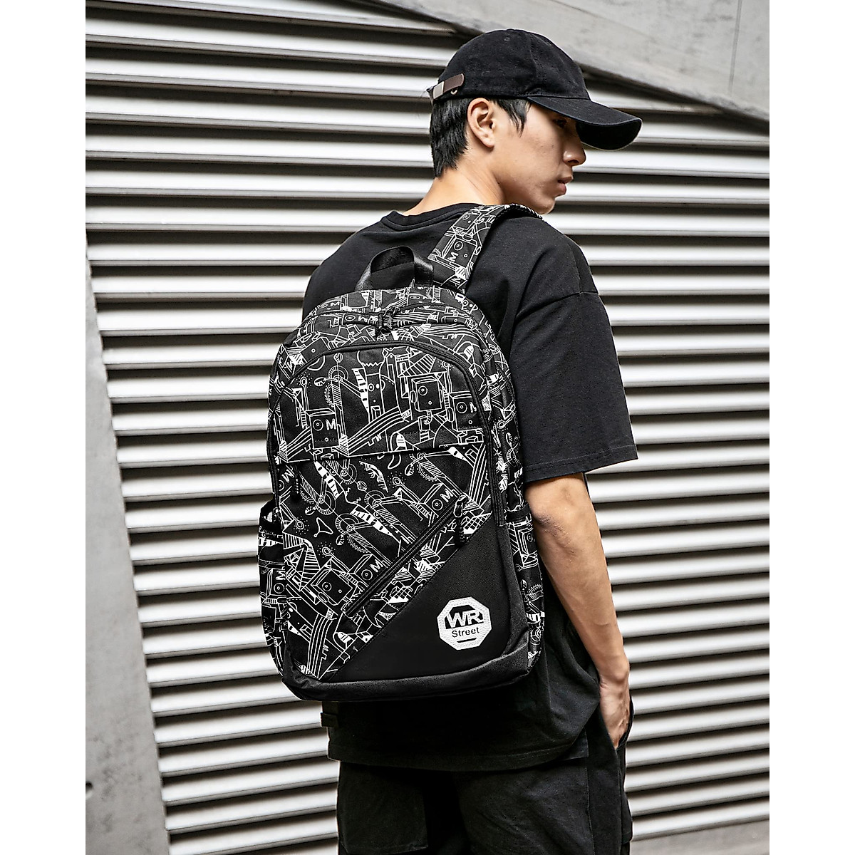 School Backpack Black Bookbag College High School Bags For Boys Girls Travel Rucksack Casual Daypack Laptop Backpacks(Black-M)