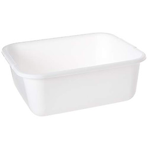 11.4 QT White Plastic Rectangular Dish Pan, 14.45" x 12.55" x 5.67", Pack of 2