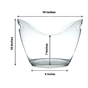 Efavormart Clear 7 Liter Plastic Ice & Drinks Bucket, Party Beverage Cooler Storage Tub with Handles