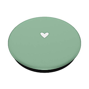Cute Hand Drawn White Minimalist Heart Phone-12 Mint-Green PopSockets PopGrip: Swappable Grip for Phones & Tablets