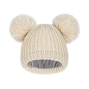 FURTALK Toddler Winter Hat Pom Beanie Fleece Lined Knit Hats for Baby Kids Boys Girls 1-3 Years