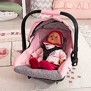 Bayer Design 67933AA Toy, Car Seat Easy Go for Neo Vario Pram with Cover, Doll Accessories, Pink, Grey with Butterfly,Grey/pink, for dolls up to 18"