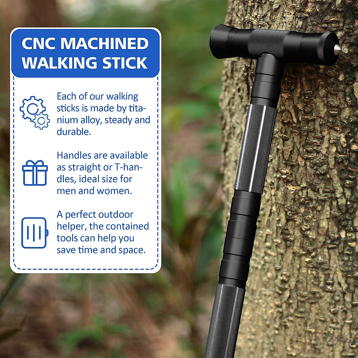 aiGear Premium Walking Hiking Stick CNC Machined Outdoor Trekking Poles Color Black(G2647)