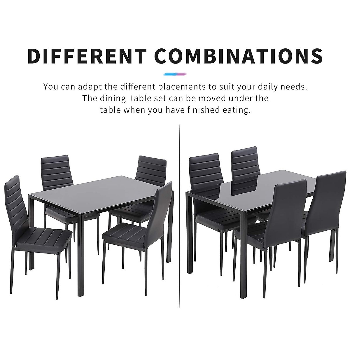 HCY Dining Table Set Dinning Chairs Set of 4 with Table Kitchen Dining Table Set for Small Spaces Home Furniture Dinette Set Rectangular Table, Black