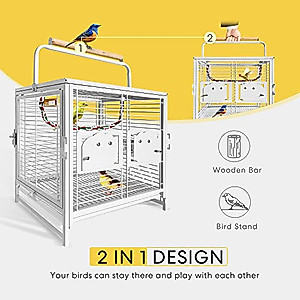 VIVOHOME 19 Inch Wrought Iron Bird Travel Carrier Cage with 72 Inch Wrought Iron Large Bird Cage