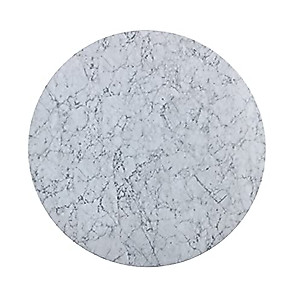 Best Master Furniture Shayla Mid Century Modern Laminated Faux Marble Round Dining Table, White