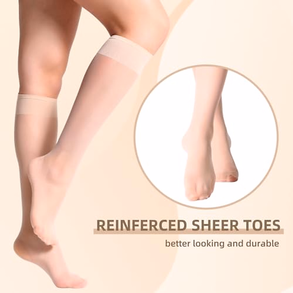 MANZI 12 Pairs Lady's Sheer Knee High Stockings, 12 Pairs Nude