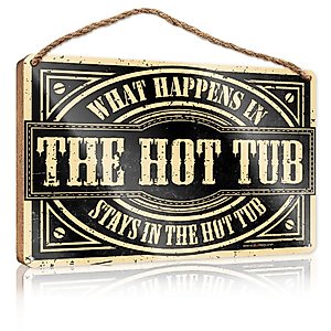 Home Signs Decor What Happens In The Hot Tub Stays In The Hot Tub Wooden Sign Room Stuff Box Signs (Size : 23X35CM)