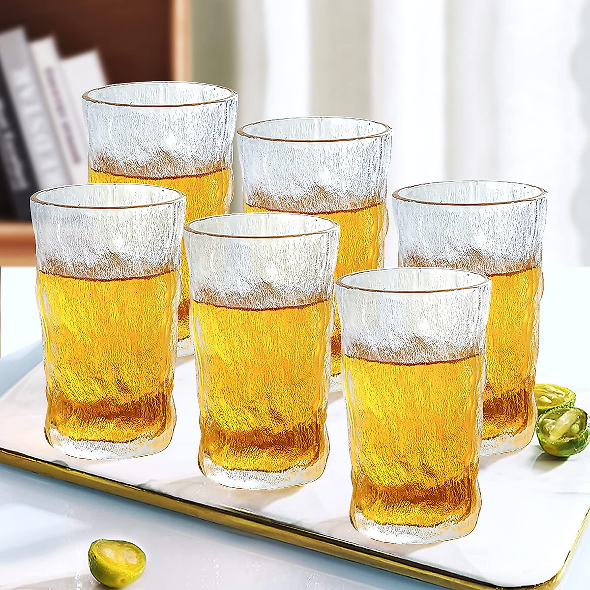 INFTYLE [Gift Set] Drinking Glasses Set of 6 Highball Glass Cups 12oz Premium Quality Glassware Set for Water, Juice, Cocktails, Wine, Beer, and Whiskey Dishwasher Safe