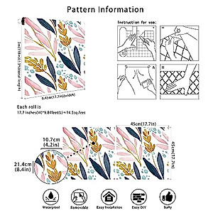 HAOKHOME 93027 Watercolor Forest Peel and Stick Wallpaper Removable White/Pink/Navy/Yellow Floral Vinyl Self Adhesive Shelf Liner 17.7in x 9.8ft