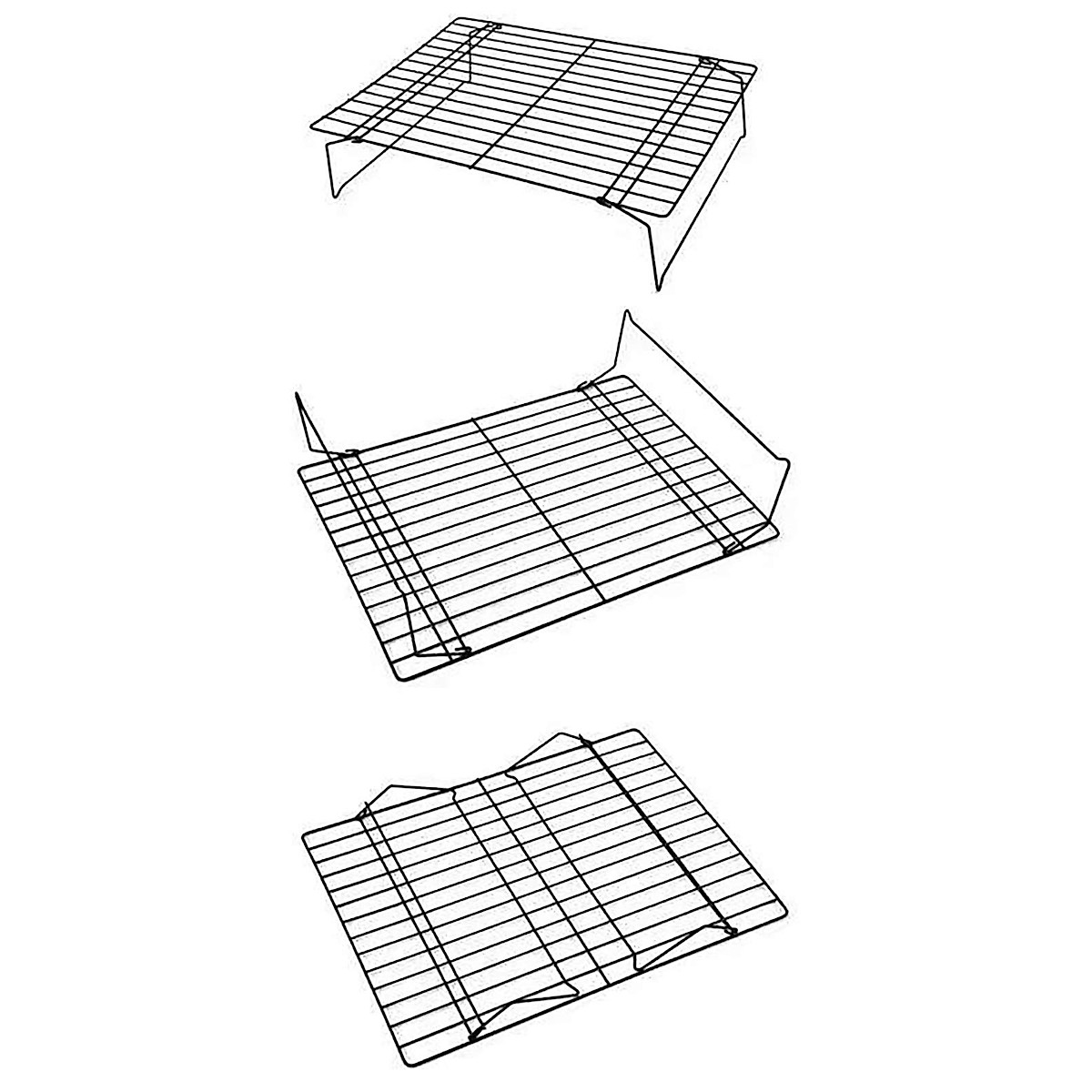Stackable 3-Tier Cooling Rack for Cookies, Cakes, Bread, Pizza and Other Baking Stuff Cooling and Drying, Painting Drying and more- Wire Racks Set of 3 Cooling & Drying Racks, Heavy Duty, Black