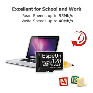 Espeon Micro SD Card 128GB with SD Adapter for Smartphone and Tablet MicroSDXC Memory Expansion, Nintendo-Switch, Portable Game Consoles. 4K Video Playback, A1 UHS-I U3 V30 C10, Up to 95MB/s Read
