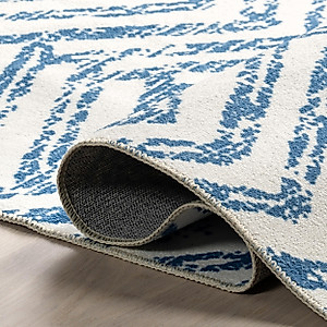 nuLOOM Rosanne Machine Washable Geometric Area Rug, 8' x 10', Blue, Rectangular, 0.1" Thick