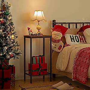 HOOBRO Tall Side Table, Industrial End Telephone Table with Adjustable Mesh Shelves, Small Entryway Table, Laptop Table for Office, Hallway, Living Room, Rustic Brown and Black BF03DH01