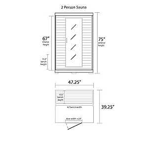 HeatWave BSA2406 2-Person Deluxe Ceramic Infrared Sauna, 1-2, Hemlock