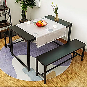 Coral Flower Soho Home Traditional Dining Table,48 inches Long, Top with Metal Frame, Black 1