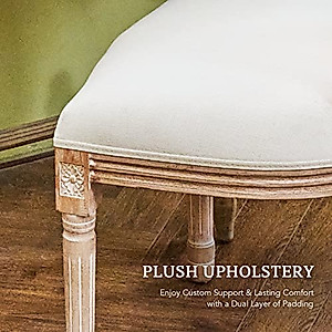 VONLUCE Vintage French Accent Chairs Set of 2, Upholstered Fabric Farmhouse Dining Chairs for Living Room Bedroom Kitchen, 2pc Vanity Chairs with Round Backs and Rubberwood Legs