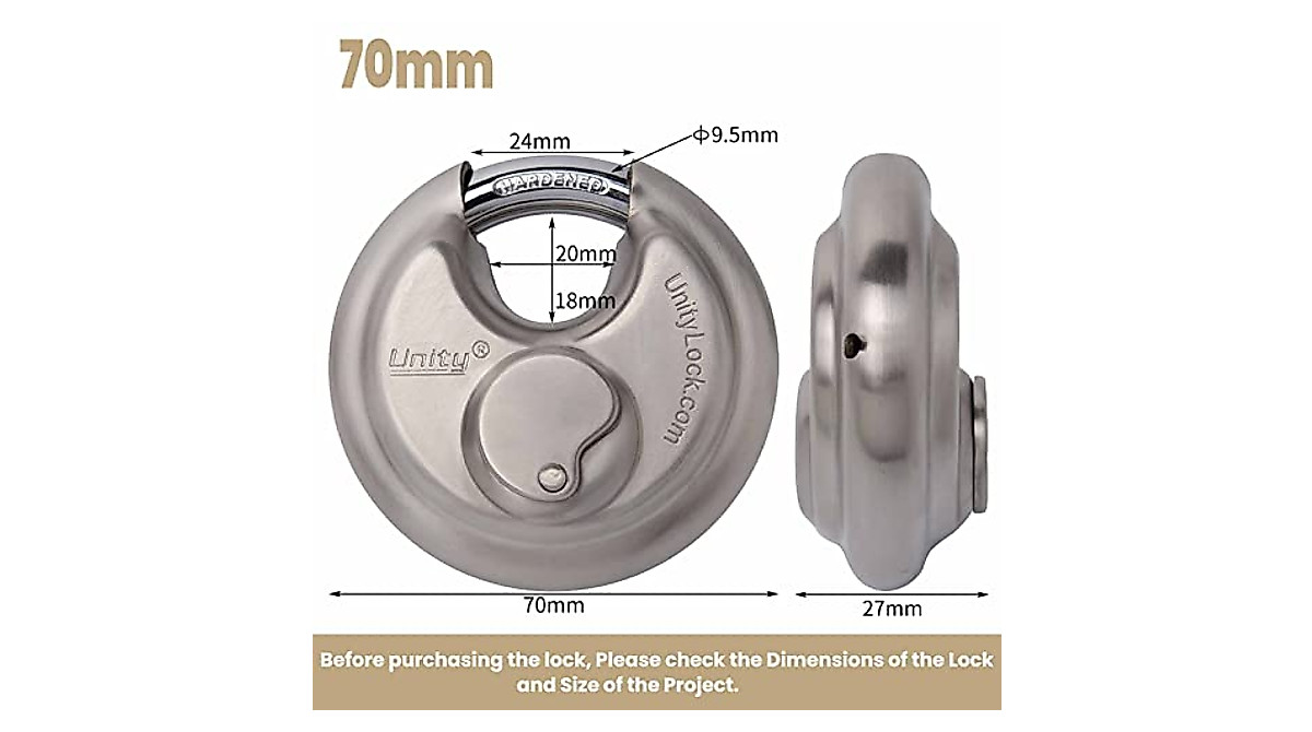 Unity 70mm Stainless Steel Discus Lock for Security
