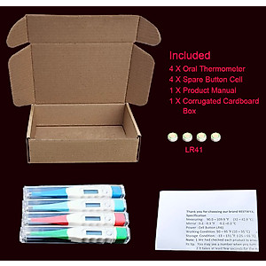 BESTWYA Oral Thermometer, Digital Thermometer for Oral, Rectal or Under Arm Use (A, Pack of 4)