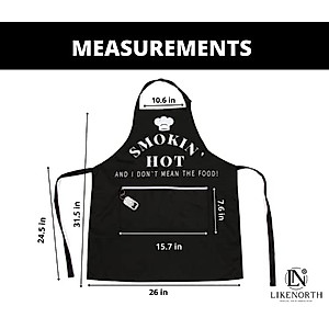 LIKENORTH funny aprons for men Hilarious mens apron for cooking kings chef apron for men,Perfect for bbq & grill shenanigans (Smokin Hot)