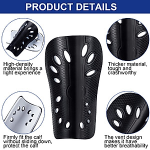 ANCIRS 2 Pairs Soccer Shin Guards for Kids Adults, Breathable Shin Guard Sleeves for Boy & Girl Football Games, Protective EVA Cushion for Youth Men & Women- Blue & Black