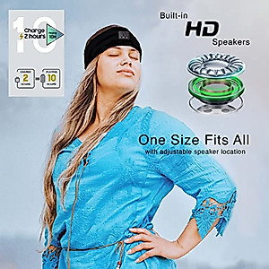 escape innovations Sleep & Fitness Headphones, Wireless Bluetooth Music Headband, Ultra-Thin HD Speakers, Free Charging Cable, Sports, Sleep Mask, Jogging, Walking, Workout, Travel & Meditation.