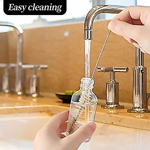 MMonDod (Pack of 72) 2oz Small Clear Glass Bottles(60ml) with Lids Boston Round Travel Bottles for Vanilla Hot Sauce Juice Whiskey Liquid come with 72 Labels,5 Funnels,5 Droppers,1 Brush&Chalk Marker