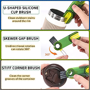 3 in 1 Multifunctional Cleaning Brush 3 Pack Bottle Cleaner Brush Insulation Cup Crevice Cleaning Tools Tiny Bottle Cup Lid Brush Cleaner Brush Suitable for All Kinds of Cups and Bottles