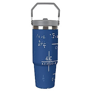 WITHSBKK 30oz Car Cup Math Formula Printed with Portable, Stainless Steel Travel Mug, Vacuum Insulated Tumbler And Straw, Leakproof for Car & Outdoor, UV Printed Design