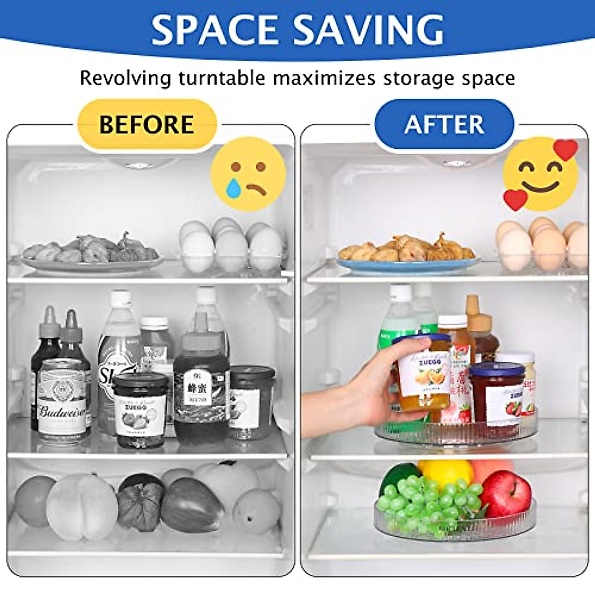 Lazy Susan Turntable - 4 Pack Lazy Susan Organizer for Cabinet, Kitchen, Pantry,Table, Fridge, Bathroom, Countertop, Vanity, 9 Inches, Clear