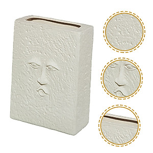 Levemolo 4pcs Face Chopstick Holder 1 Gallon Glass Jar with Lid Silverware Pickle Jar with Strainer Flip Cutlery Flatware Holder Ceramic Utensil Container Ceramics Spoon Rest White