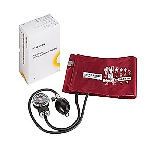 McKesson Aneroid Sphygmomanometer – Manual Blood Pressure Cuff Monitor with Carrying Case, Cuff 34-50 cm, Burgundy, 1 Count